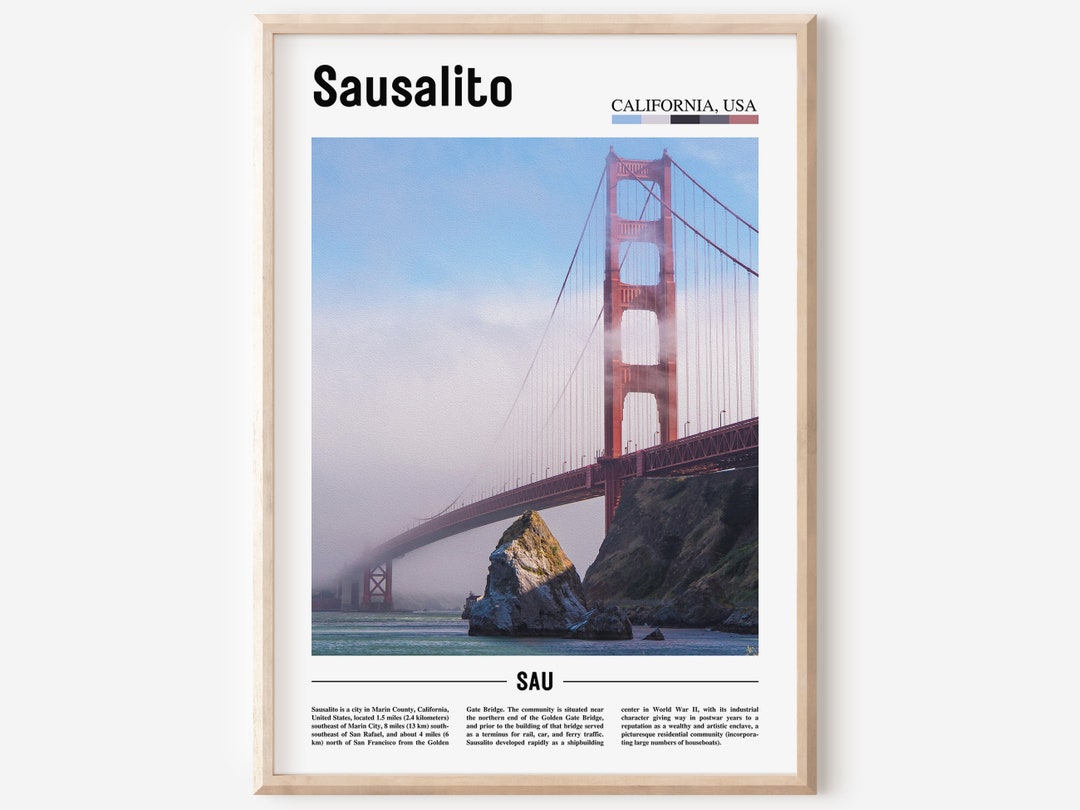 Sausalito Print, Sausalito Poster, Sausalito Wall Art, Minimal Travel ...