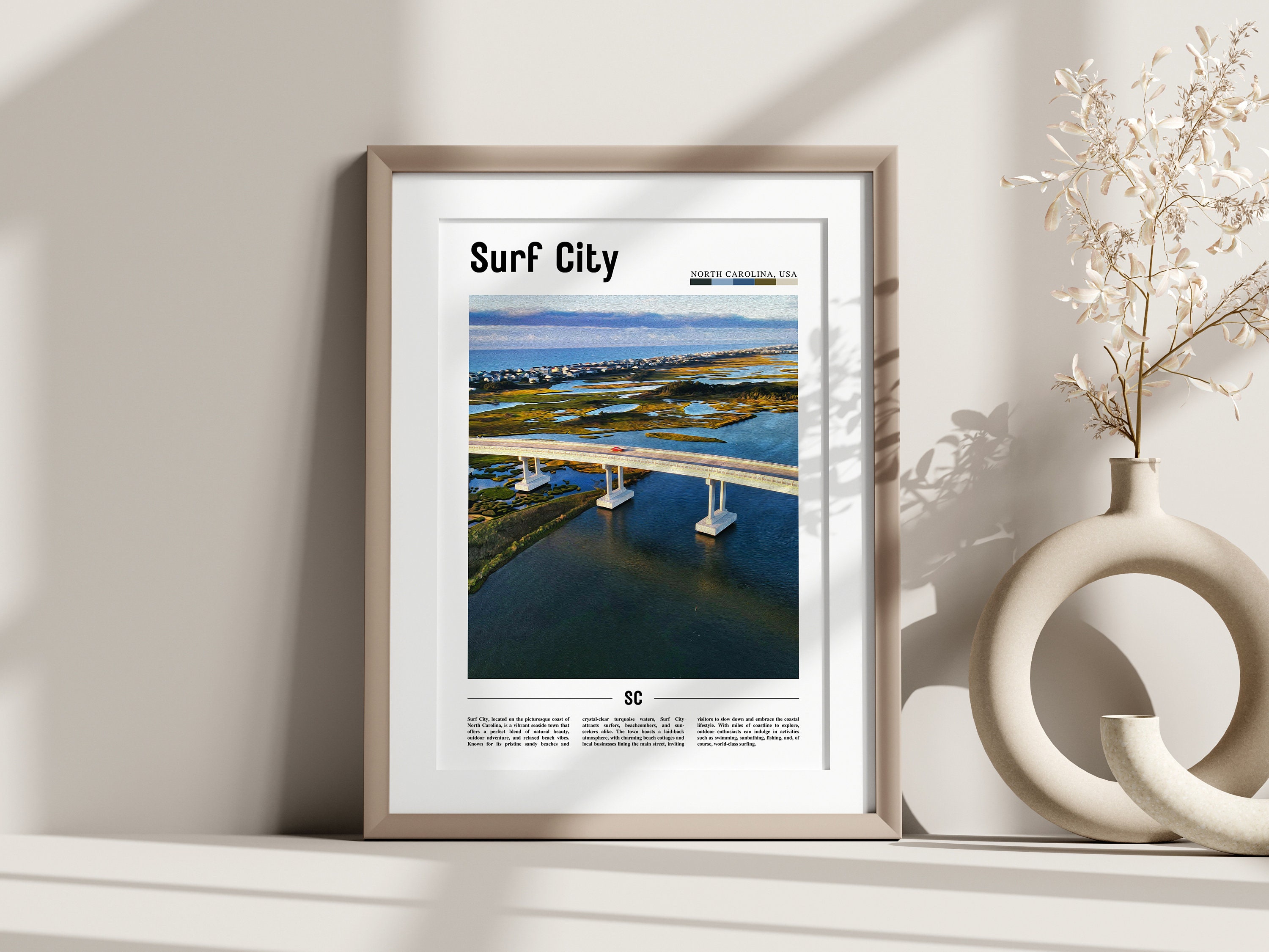 Surf City Poster Surf City Print Surf City Wall Art Minimal - Etsy