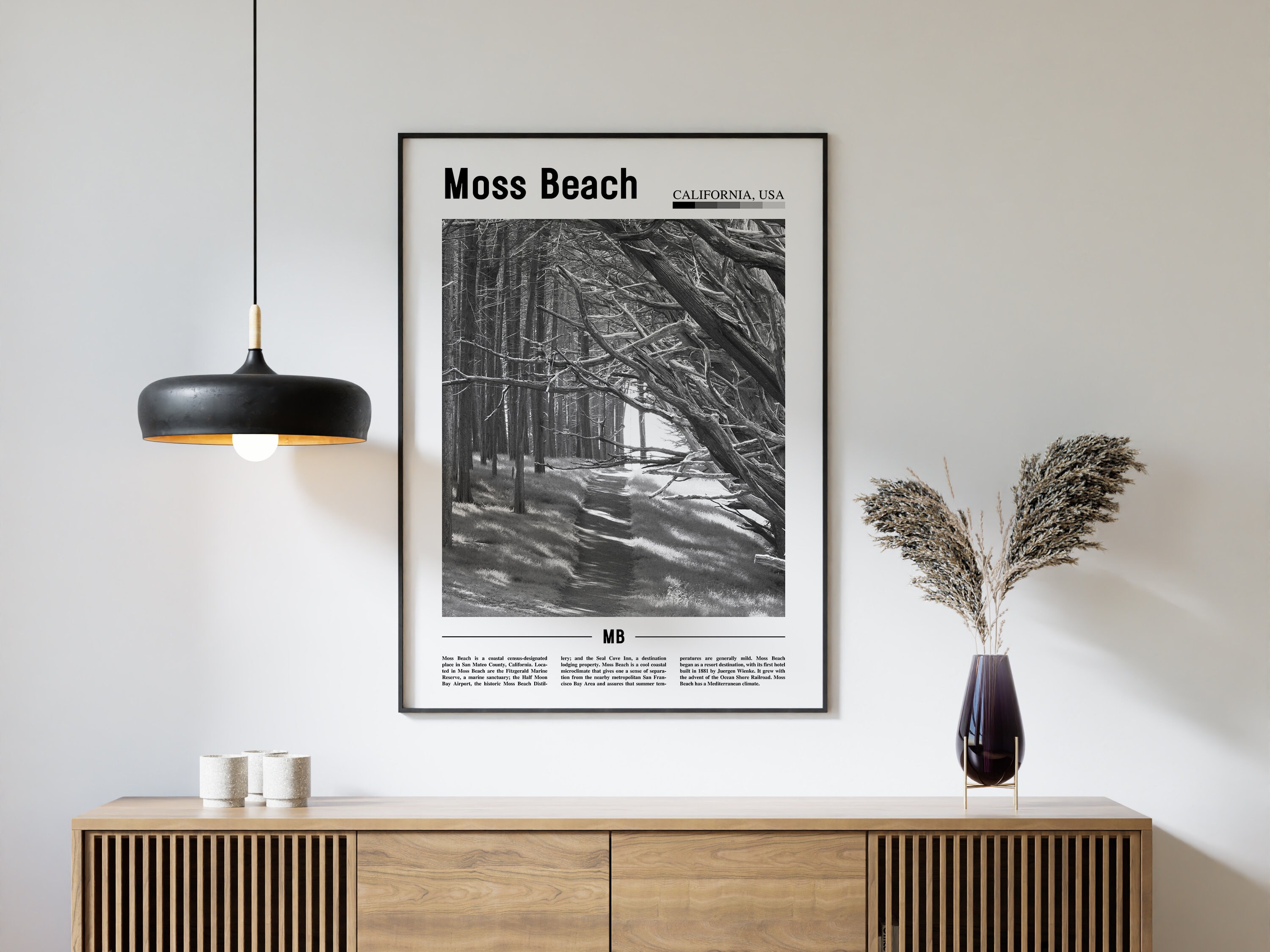 Moss Beach Poster Black and White Moss Beach Print Black and - Etsy