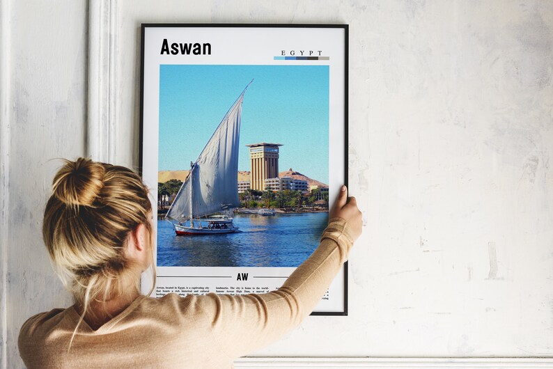 Aswan Poster, Aswan Print, Aswan Wall Art, Minimal Travel Print, Travel ...