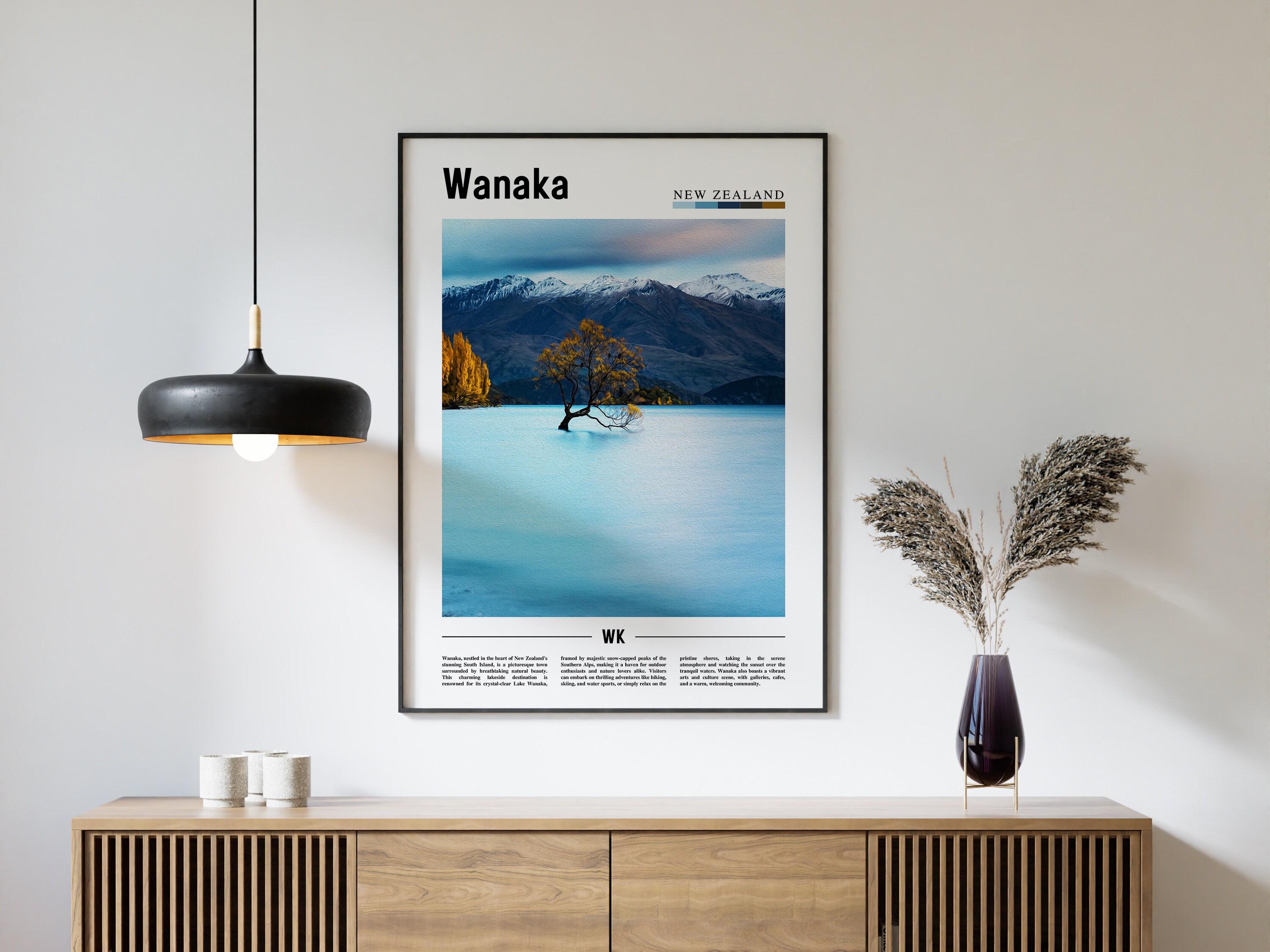 Wanaka Poster, Wanaka Print, Wanaka Wall Art, Minimal Travel Print ...