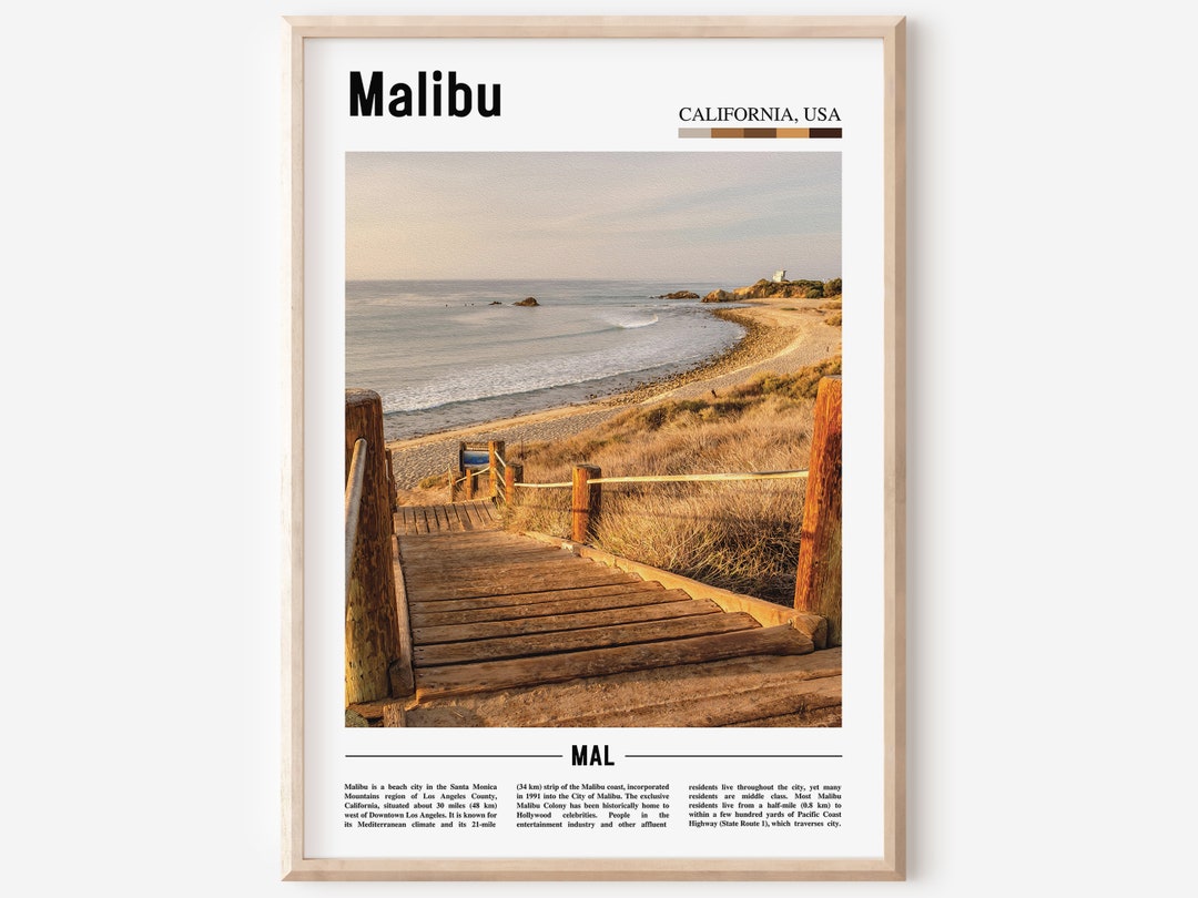 Malibu Print, Malibu Poster, Malibu Wall Art, Oil Painting Poster ...
