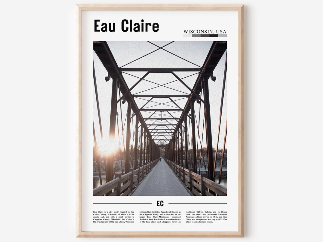 Eau Claire Poster, Eau Claire Print, Eau Claire Wall Art, United States ...