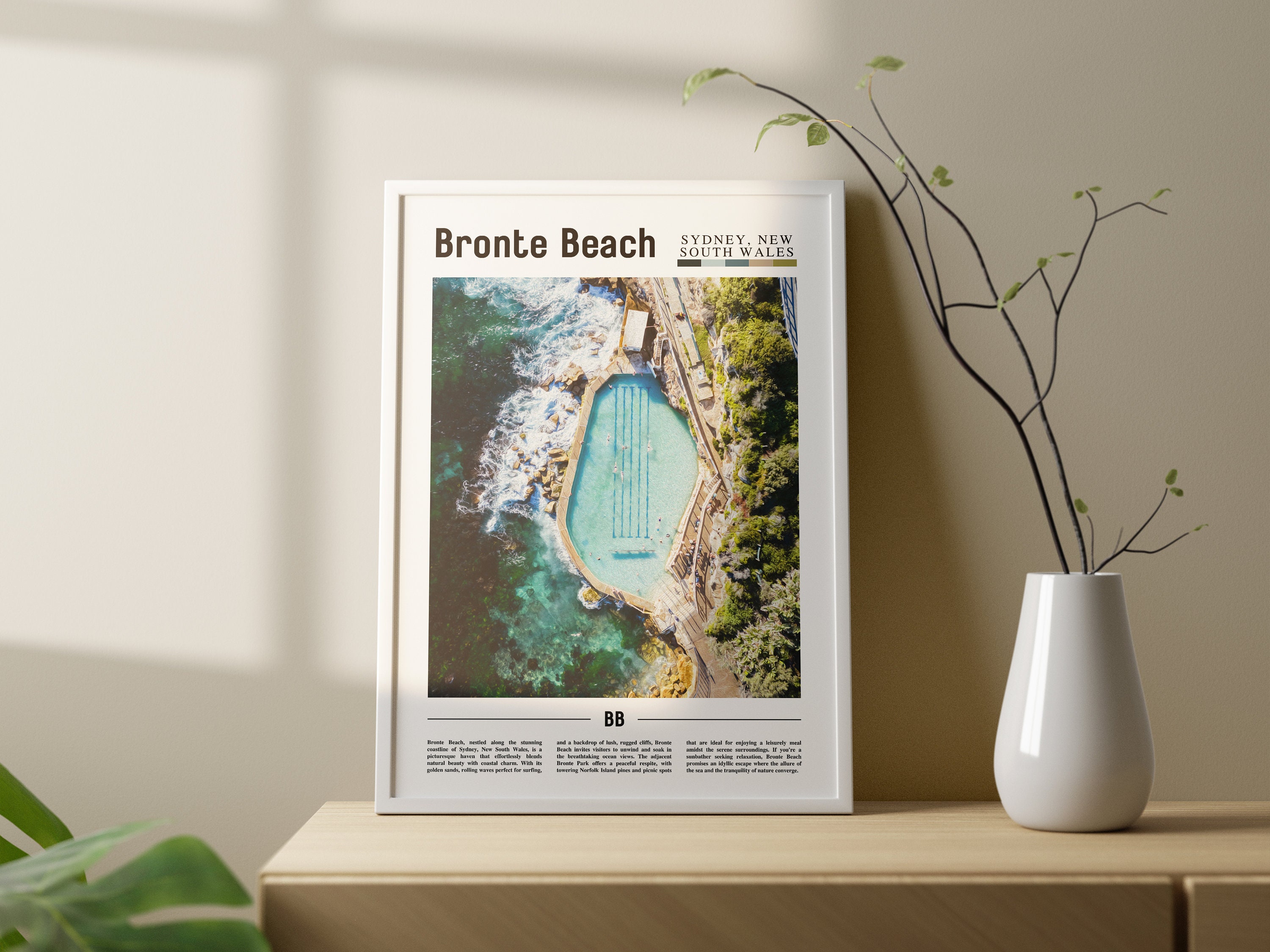 Bronte Beach Poster, Bronte Beach Print, Bronte Beach Wall Art, Minimal ...
