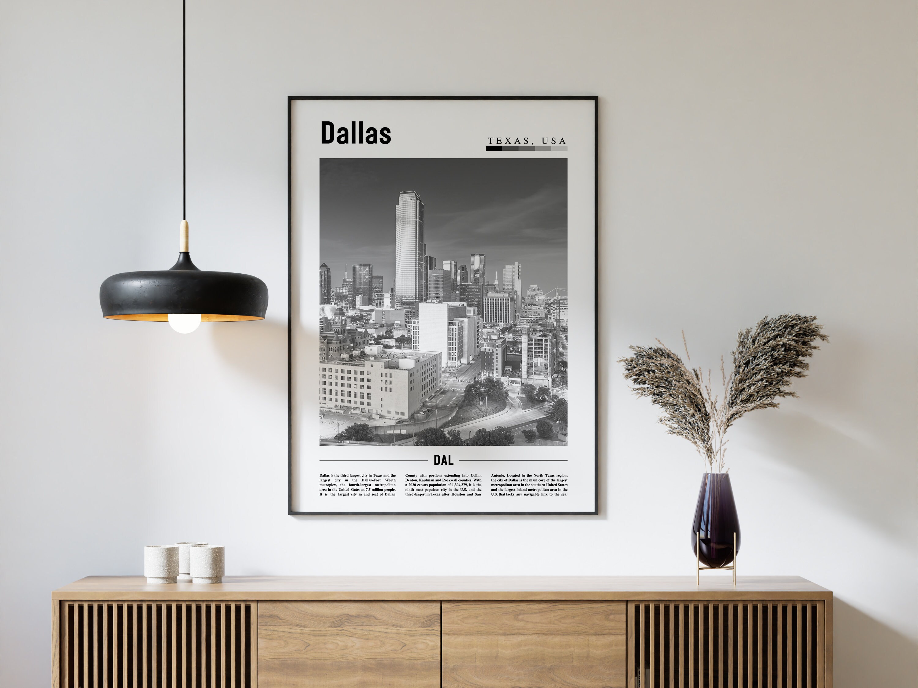 Dallas Poster Black and White Dallas Print Black and White - Etsy