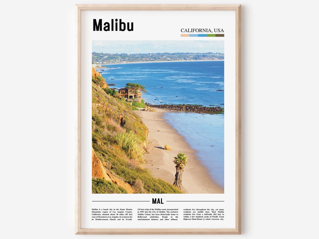 Malibu Print, Malibu Poster, Malibu Wall Art, Oil Painting Poster ...