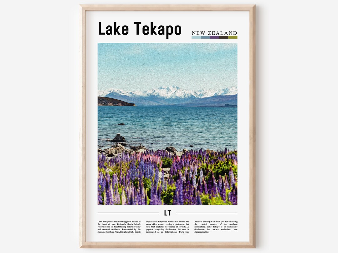 Lake Tekapo Poster, Lake Tekapo Print, Lake Tekapo Wall Art, Minimal ...