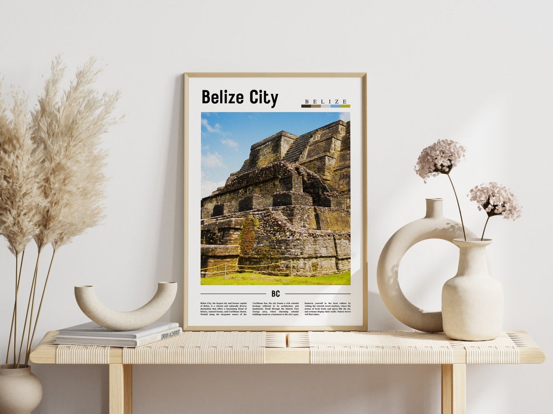 Belize City Poster, Belize City Print, Belize City Wall Art, Minimal ...