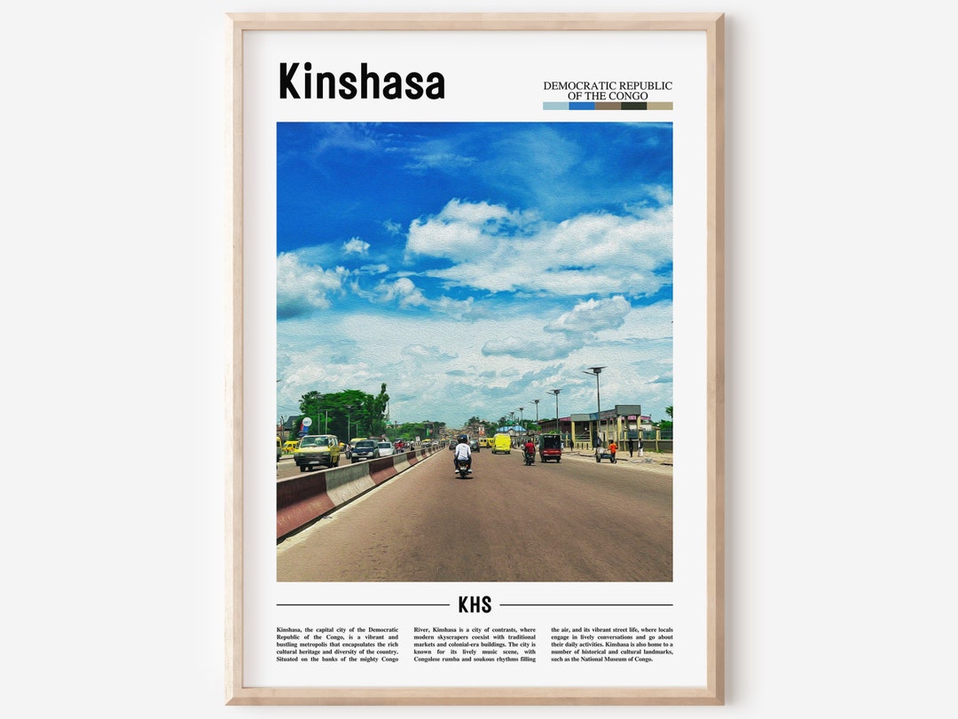Kinshasa Poster, Kinshasa Print, Kinshasa Wall Art, Minimal Travel ...