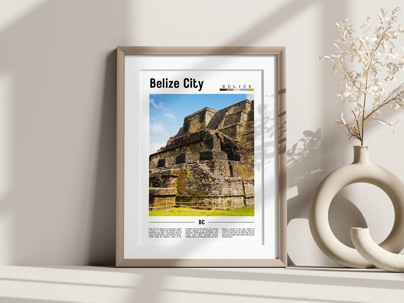 Belize City Poster, Belize City Print, Belize City Wall Art, Minimal ...