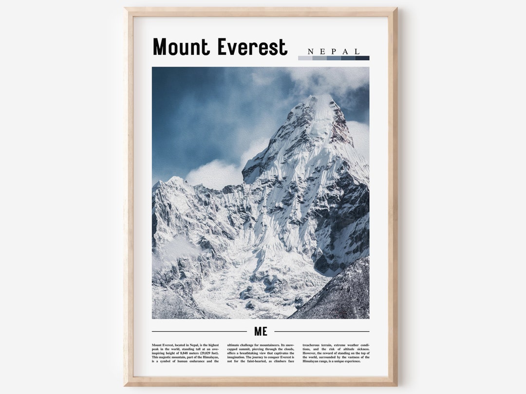 Mount Everest Poster, Mount Everest Print, Mount Everest Wall Art, Asia ...