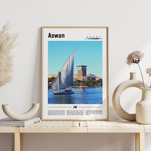 Aswan Poster, Aswan Print, Aswan Wall Art, Minimal Travel Print, Travel ...