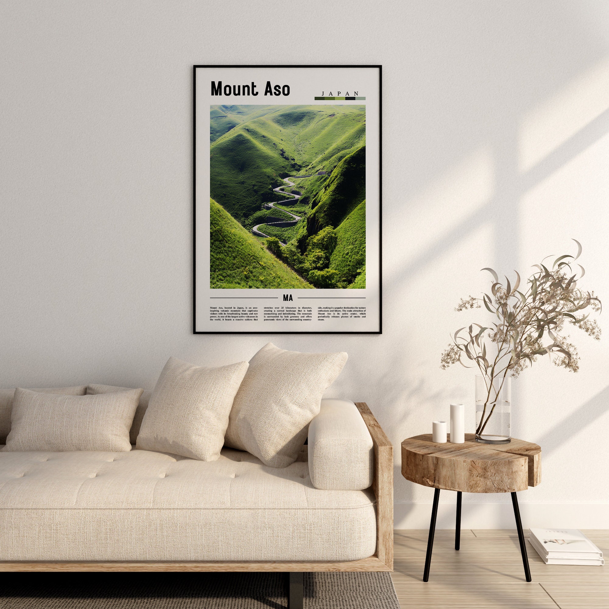 Mount Aso Poster Mount Aso Print Mount Aso Wall Art Asia - Etsy