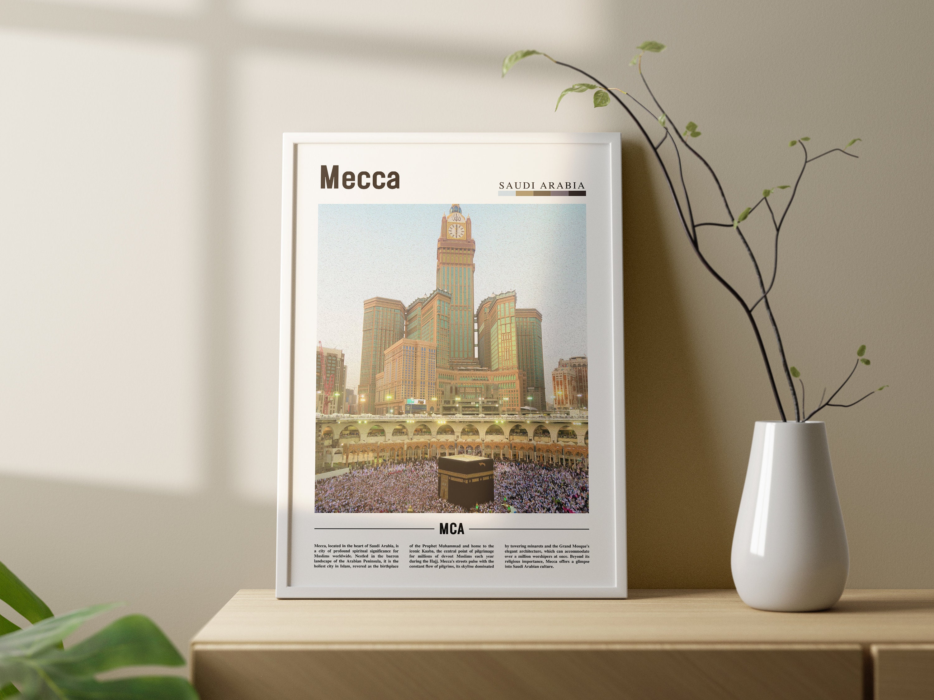 Mecca Poster, Mecca Print, Mecca Wall Art, Minimal Travel Print, Travel ...