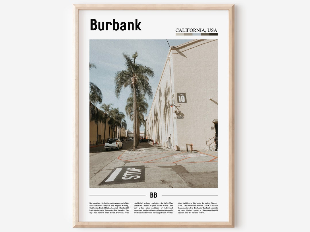 Burbank Print, Burbank Poster, Burbank Wall Art, Minimal Travel Print ...