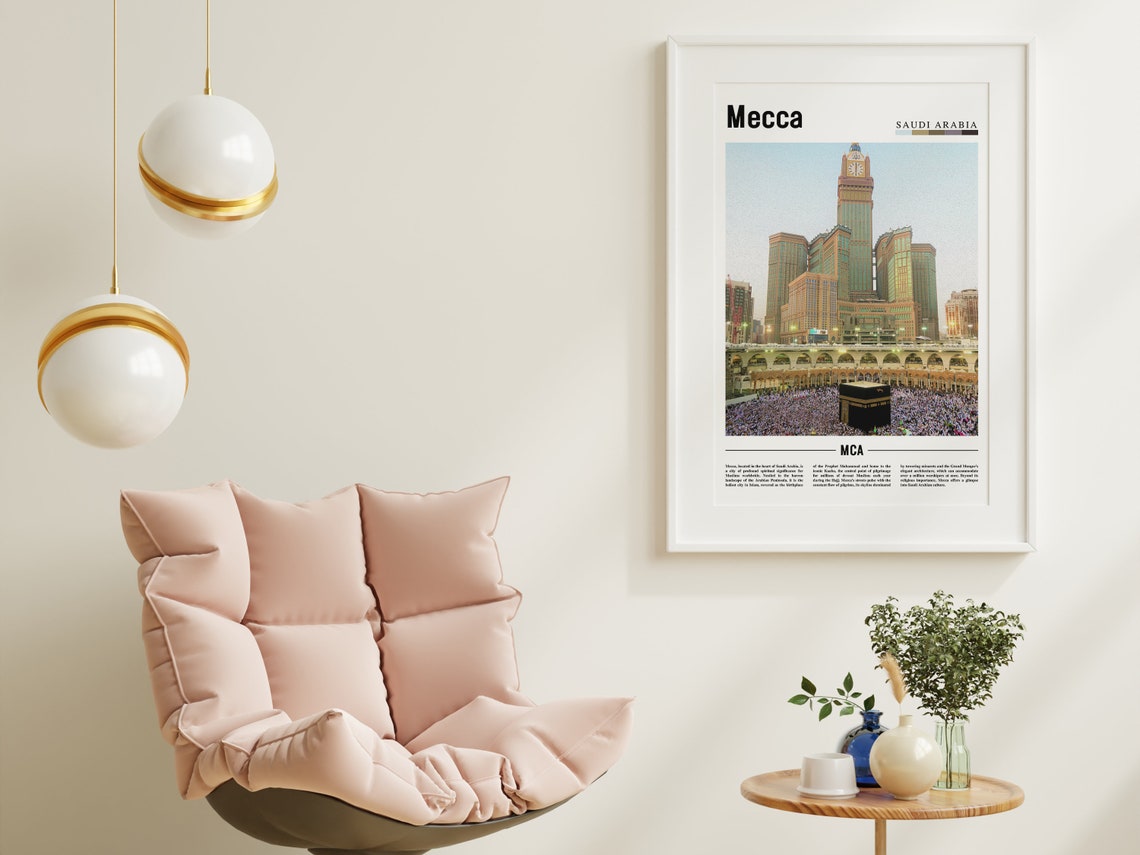Mecca Poster, Mecca Print, Mecca Wall Art, Minimal Travel Print, Travel ...