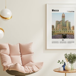 Mecca Poster, Mecca Print, Mecca Wall Art, Minimal Travel Print, Travel ...