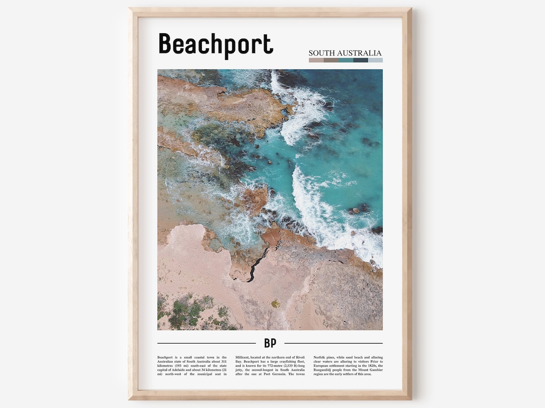 Beachport Print, Beachport Poster, Beachport Wall Art, Minimal Travel ...