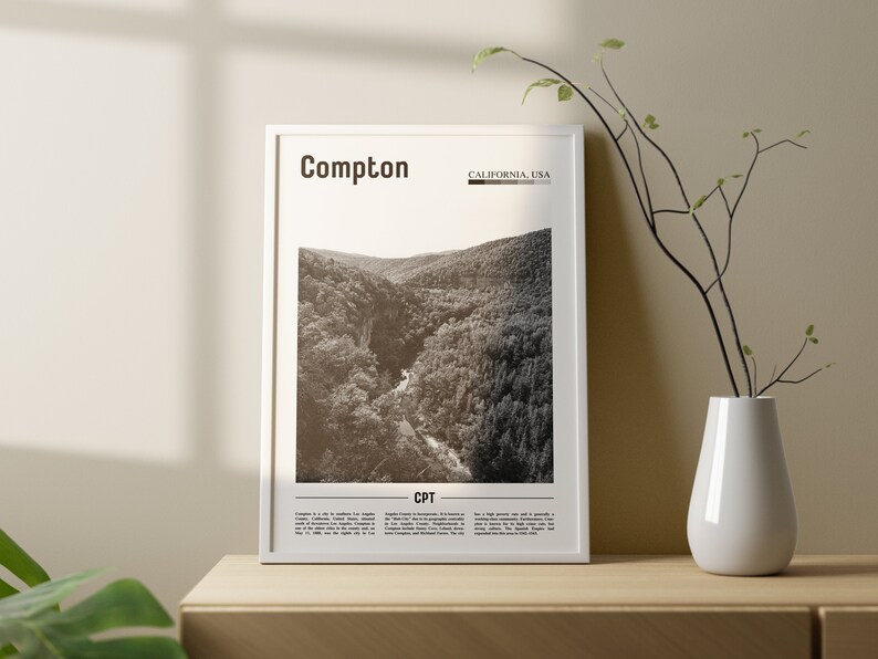 Compton Poster Black and White, Compton Print Black and White, Compton ...