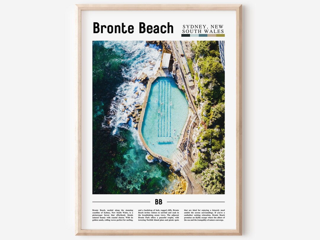 Bronte Beach Poster, Bronte Beach Print, Bronte Beach Wall Art, Minimal ...