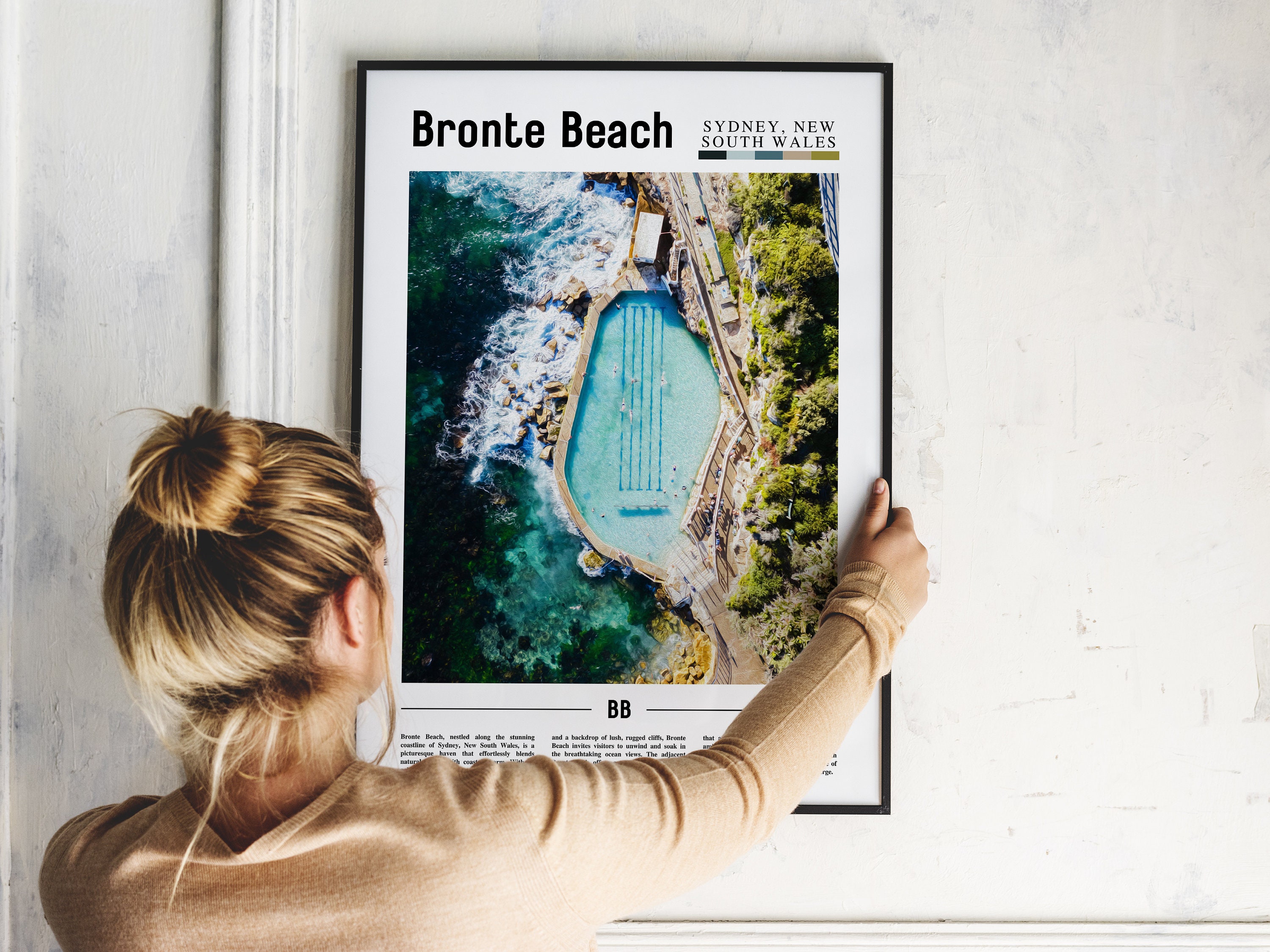 Bronte Beach Poster, Bronte Beach Print, Bronte Beach Wall Art, Minimal ...