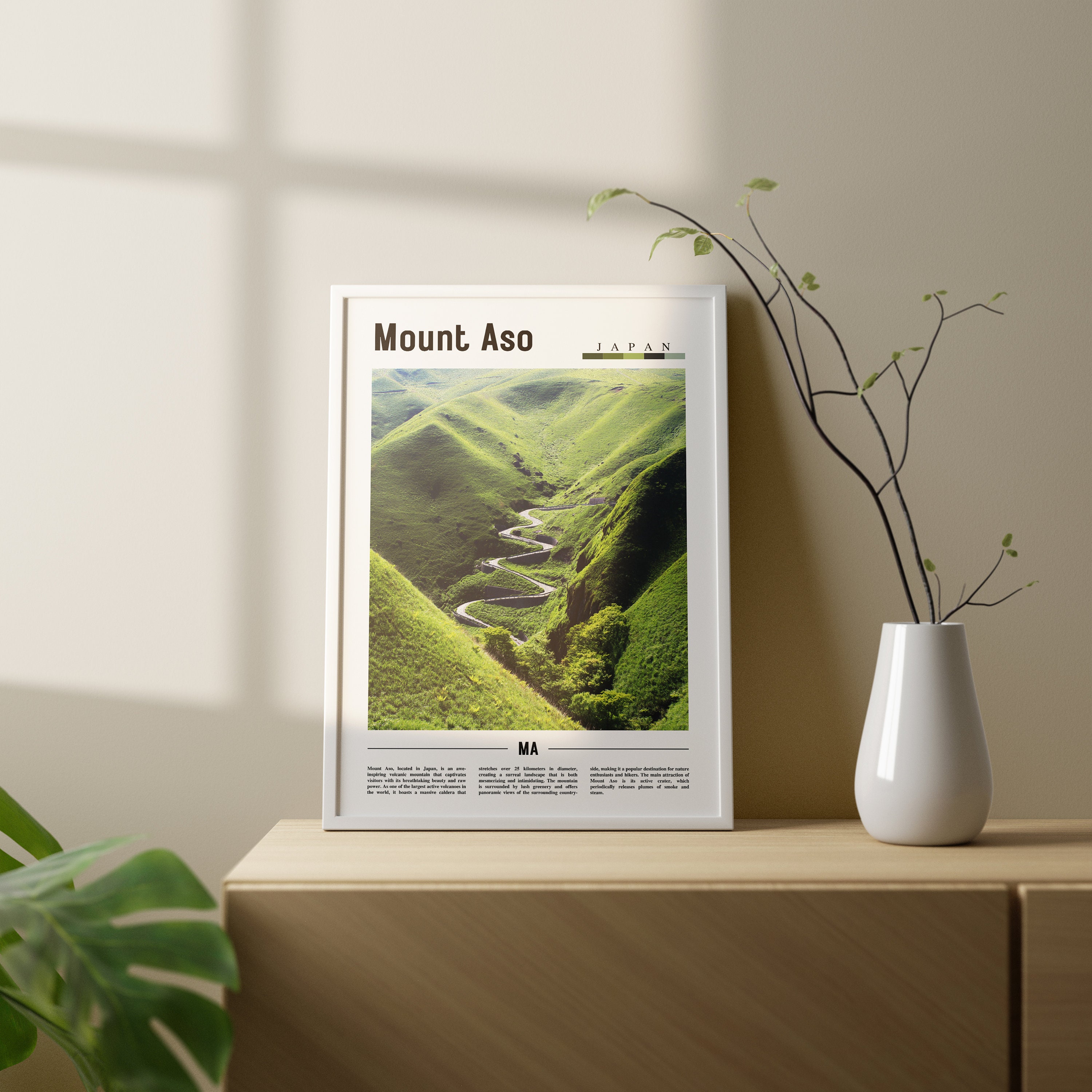 Mount Aso Poster Mount Aso Print Mount Aso Wall Art Asia - Etsy