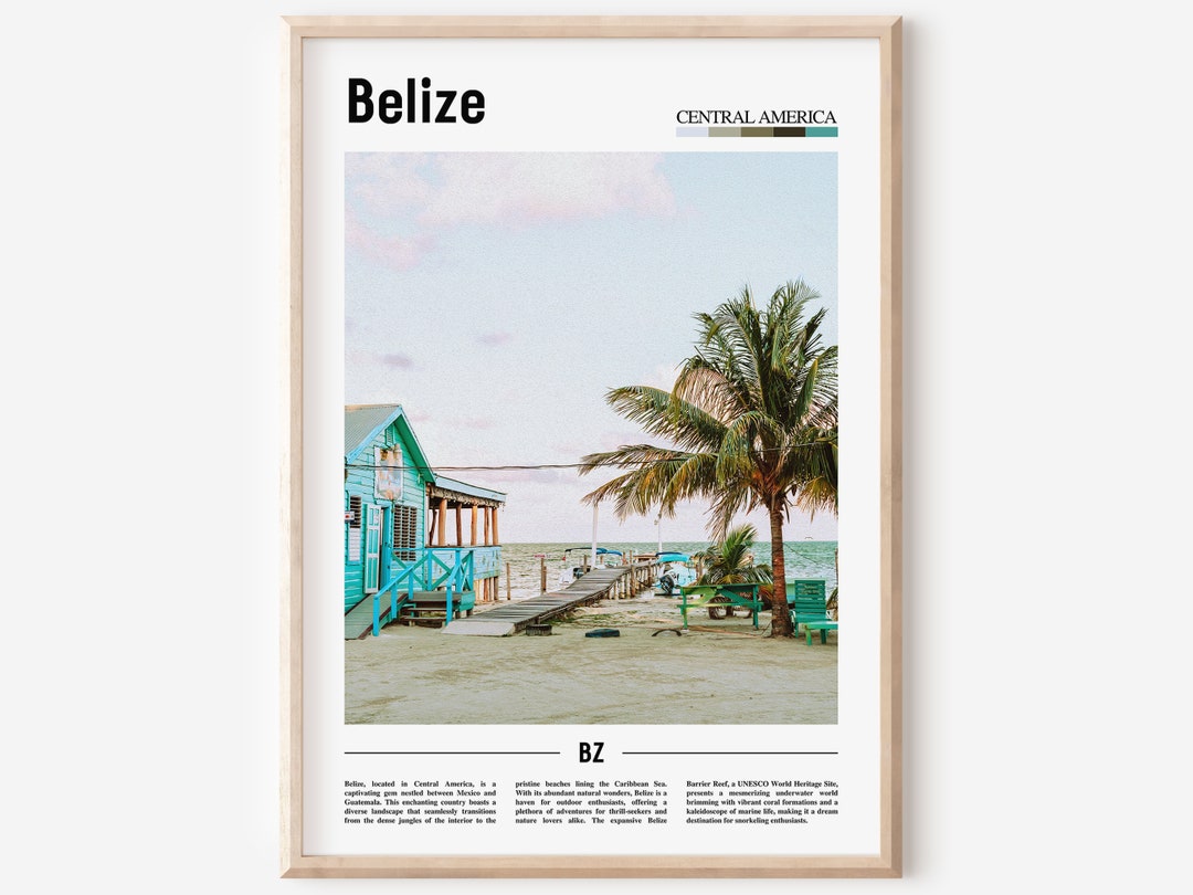Belize Poster, Belize Print, Belize Wall Art, Minimal Travel Print ...
