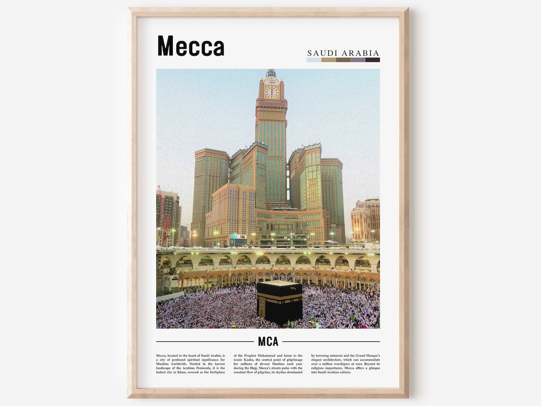 Mecca Poster, Mecca Print, Mecca Wall Art, Minimal Travel Print, Travel ...