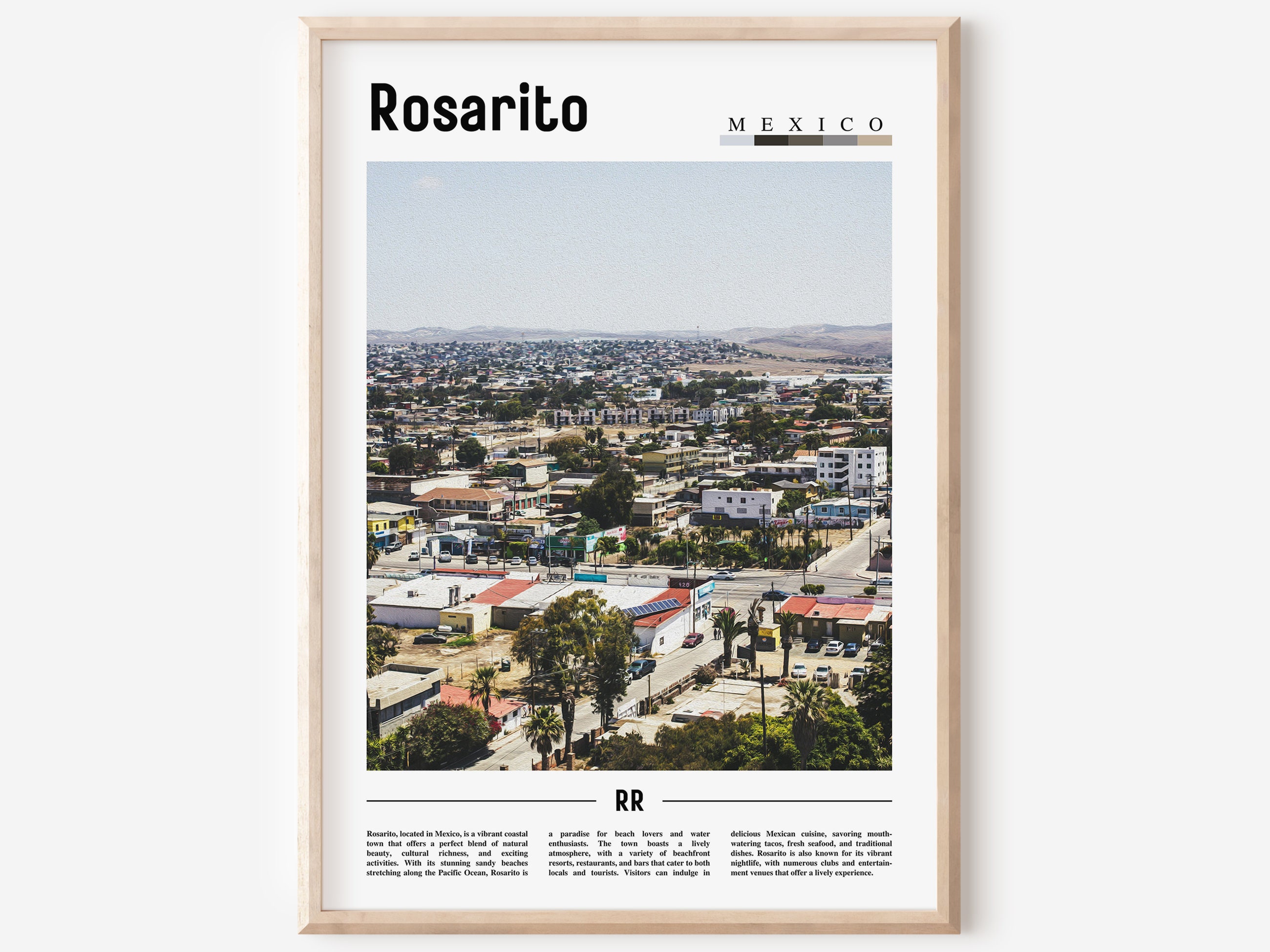 Rosarito Poster, Rosarito Print, Rosarito Wall Art, Minimal Travel ...