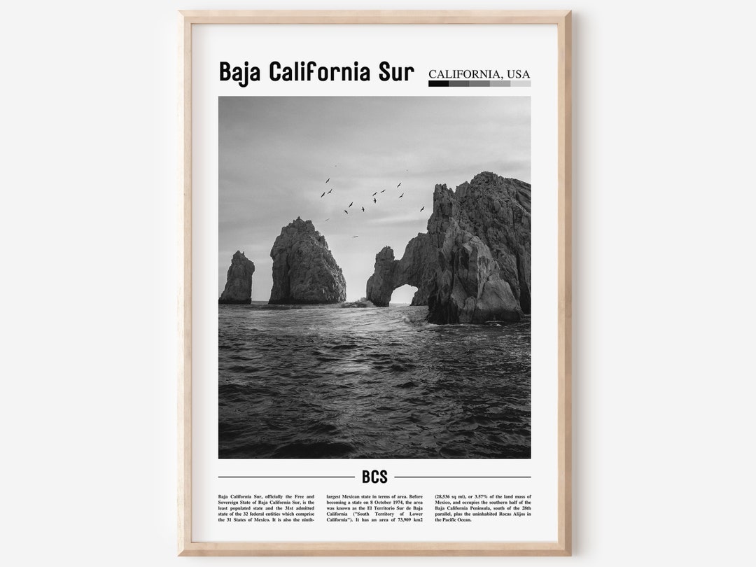 Baja California Sur Poster Black and White, Baja California Sur Print ...