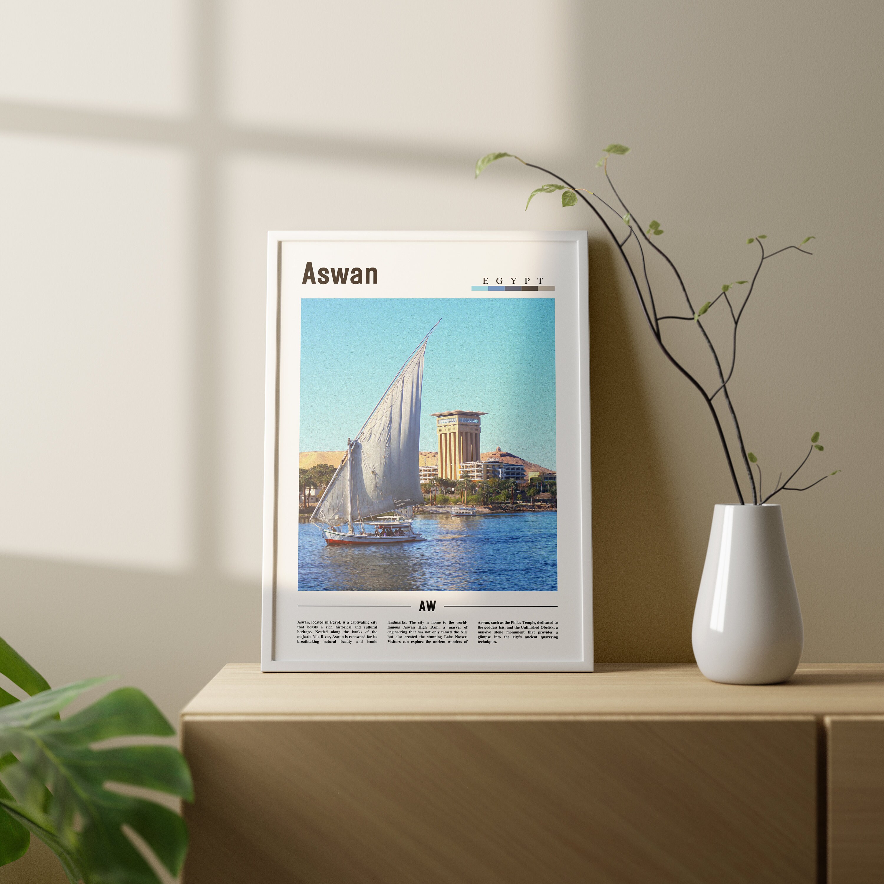 Aswan Poster Aswan Print Aswan Wall Art Minimal Travel - Etsy