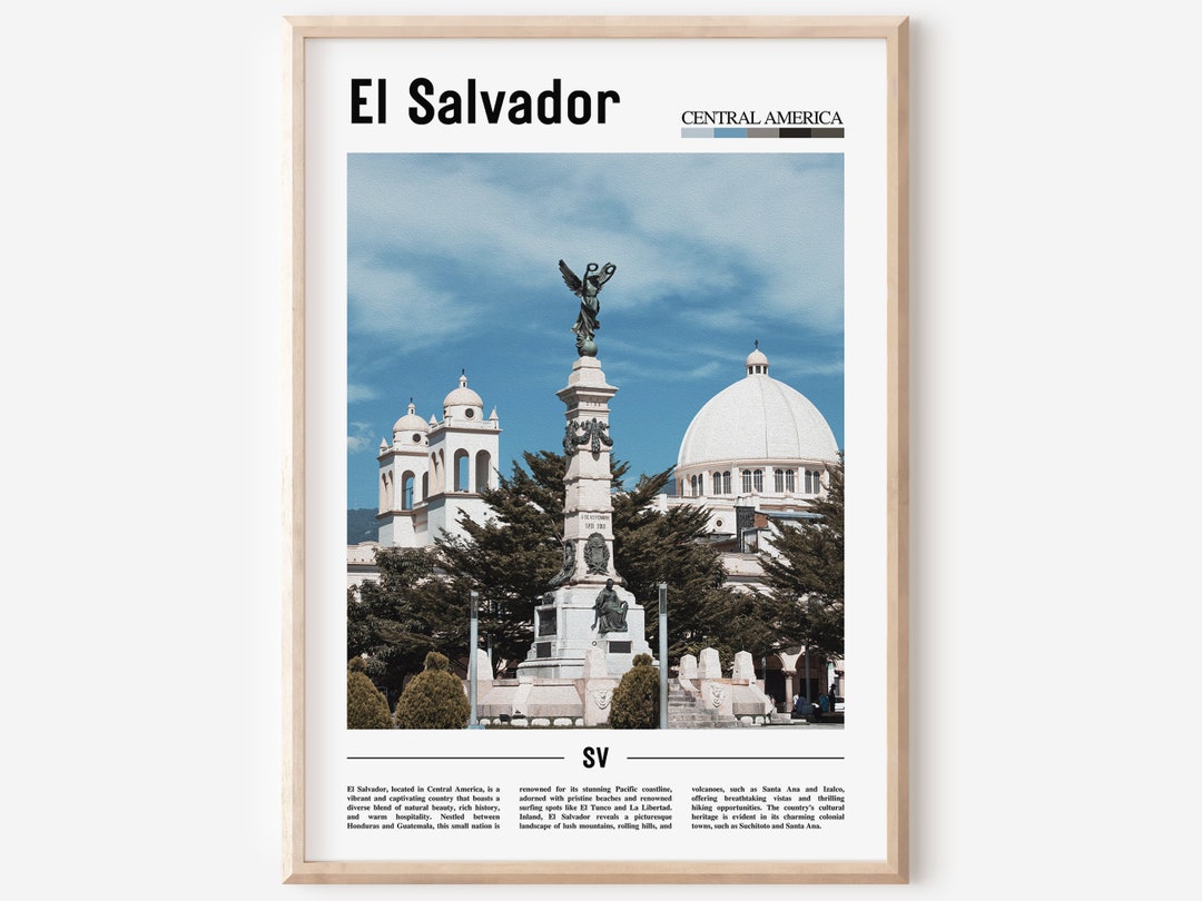 El Salvador Poster, El Salvador Print, El Salvador Wall Art, Minimal ...