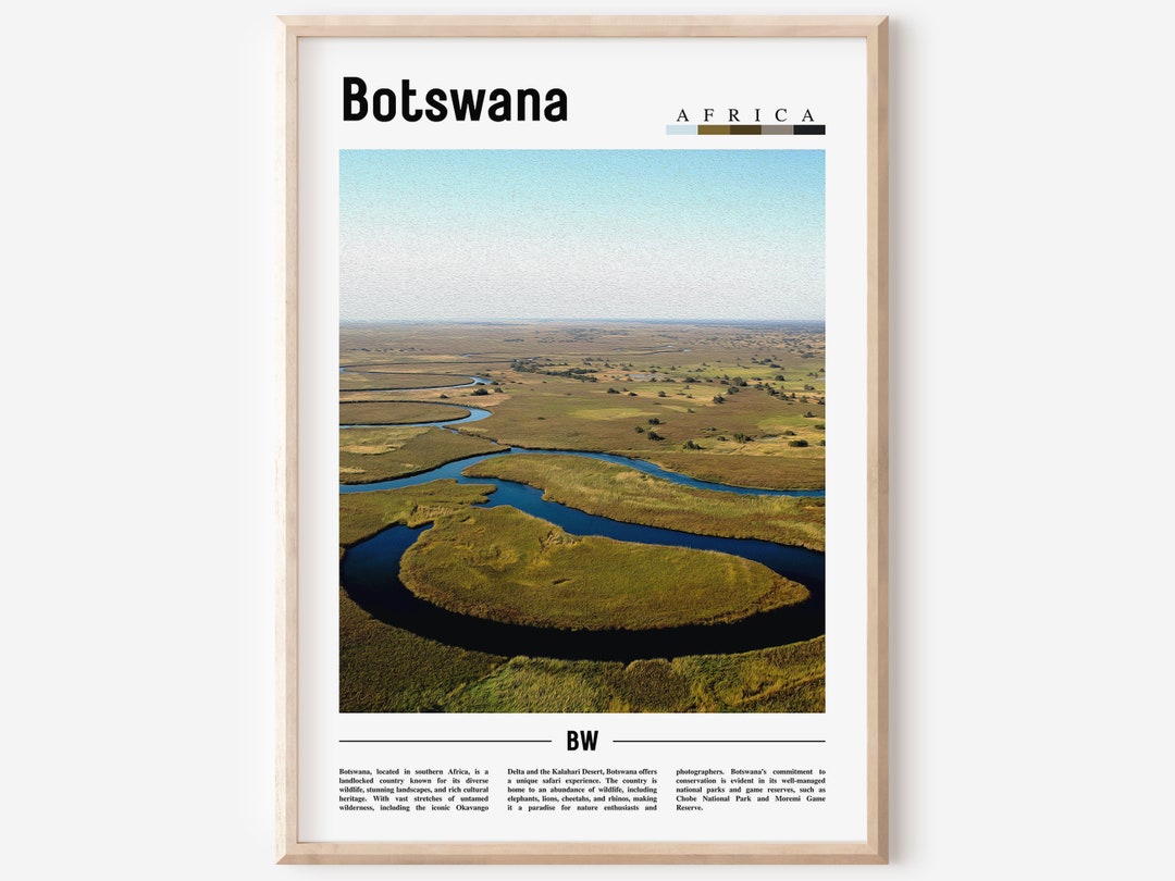 Botswana Poster, Botswana Print, Botswana Wall Art, Minimal Travel ...