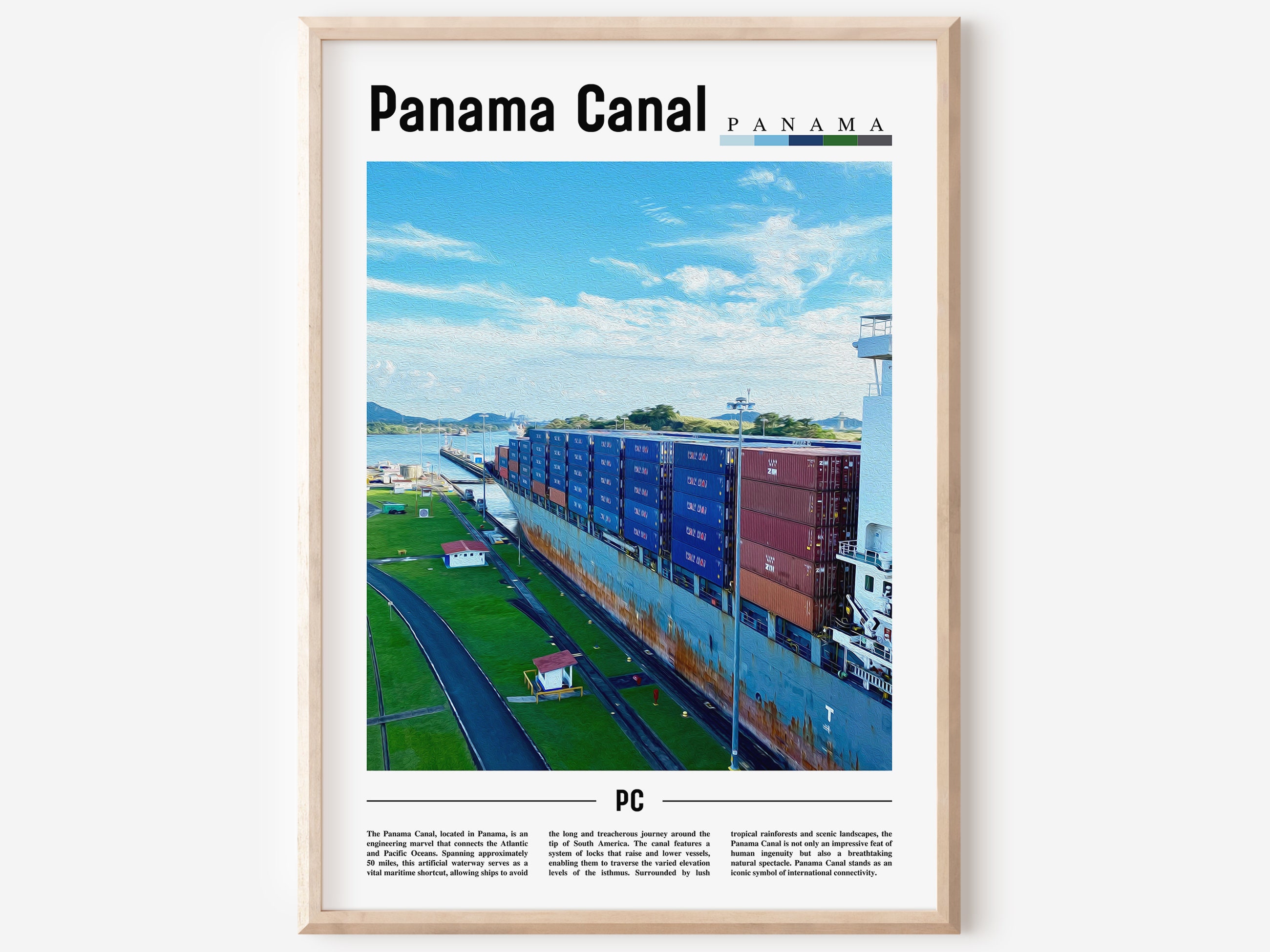 Panama Canal Poster, Panama Canal Print, Panama Canal Wall Art, Minimal ...