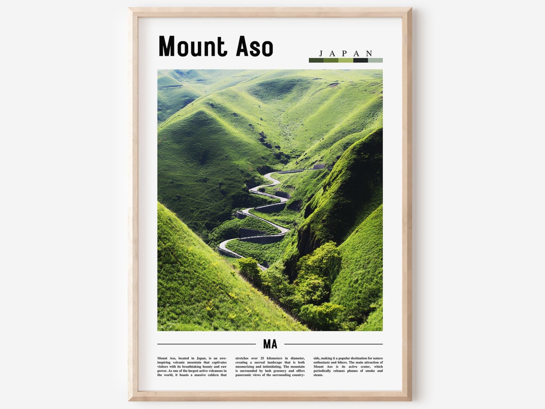 Mount Aso Poster, Mount Aso Print, Mount Aso Wall Art, Asia Print, Asia ...