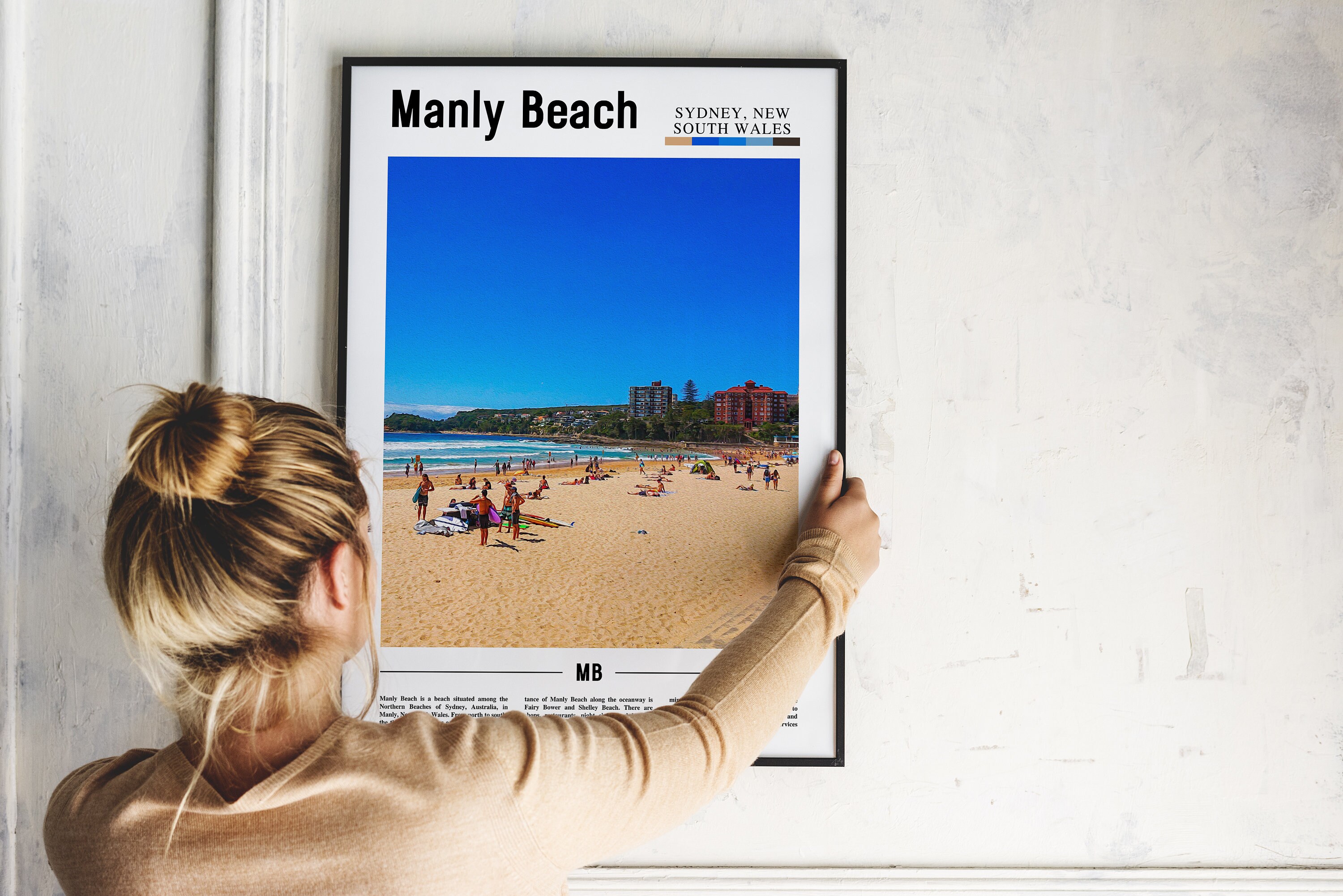 Manly Beach Print, Manly Beach Poster, Manly Beach Wall Art, Minimal ...