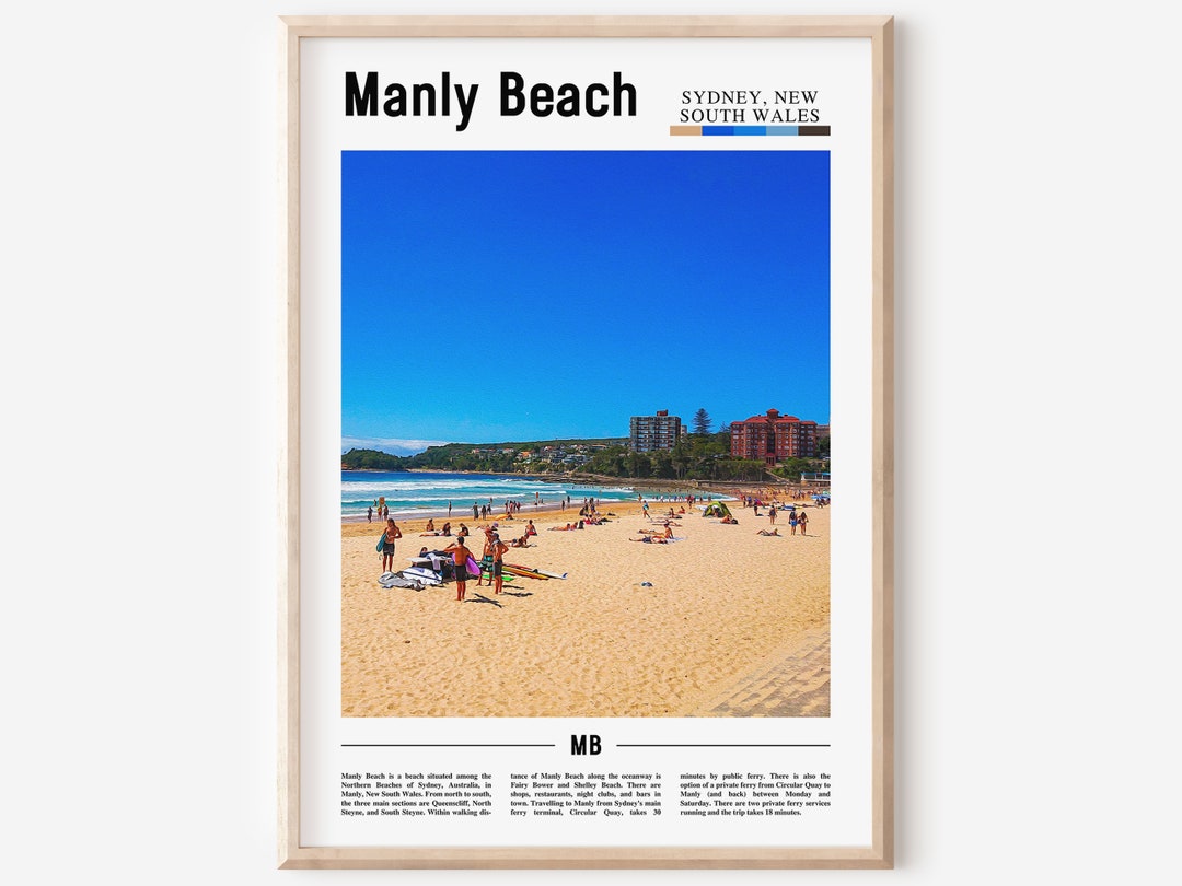 Manly Beach Print, Manly Beach Poster, Manly Beach Wall Art, Minimal ...