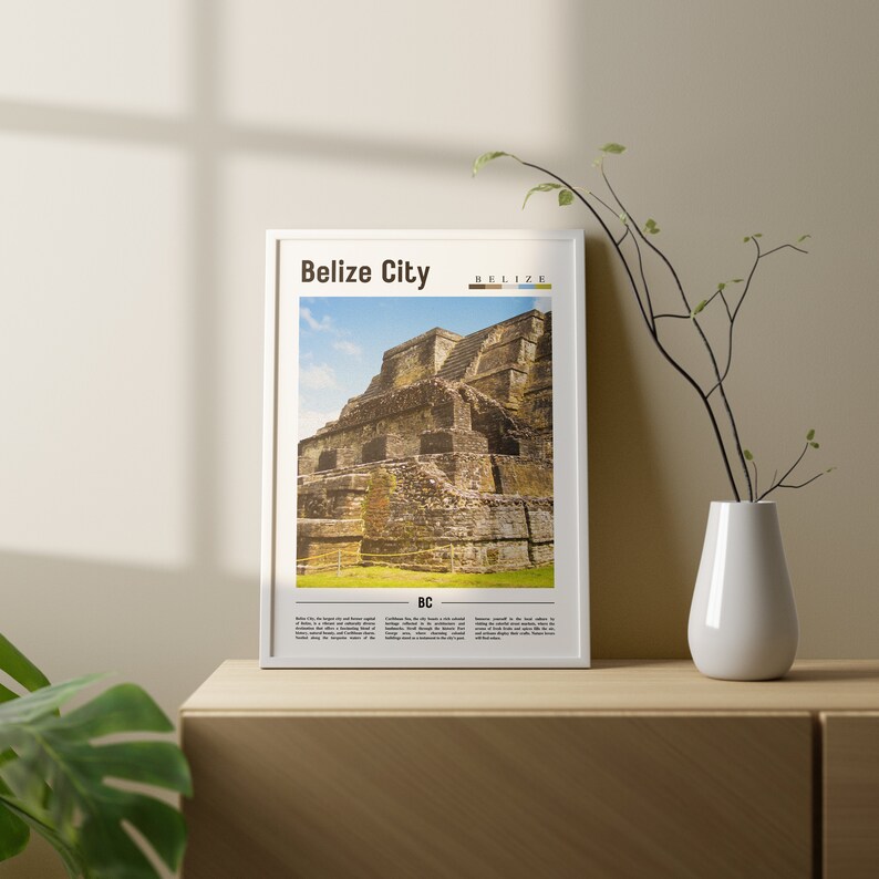Belize City Poster, Belize City Print, Belize City Wall Art, Minimal ...