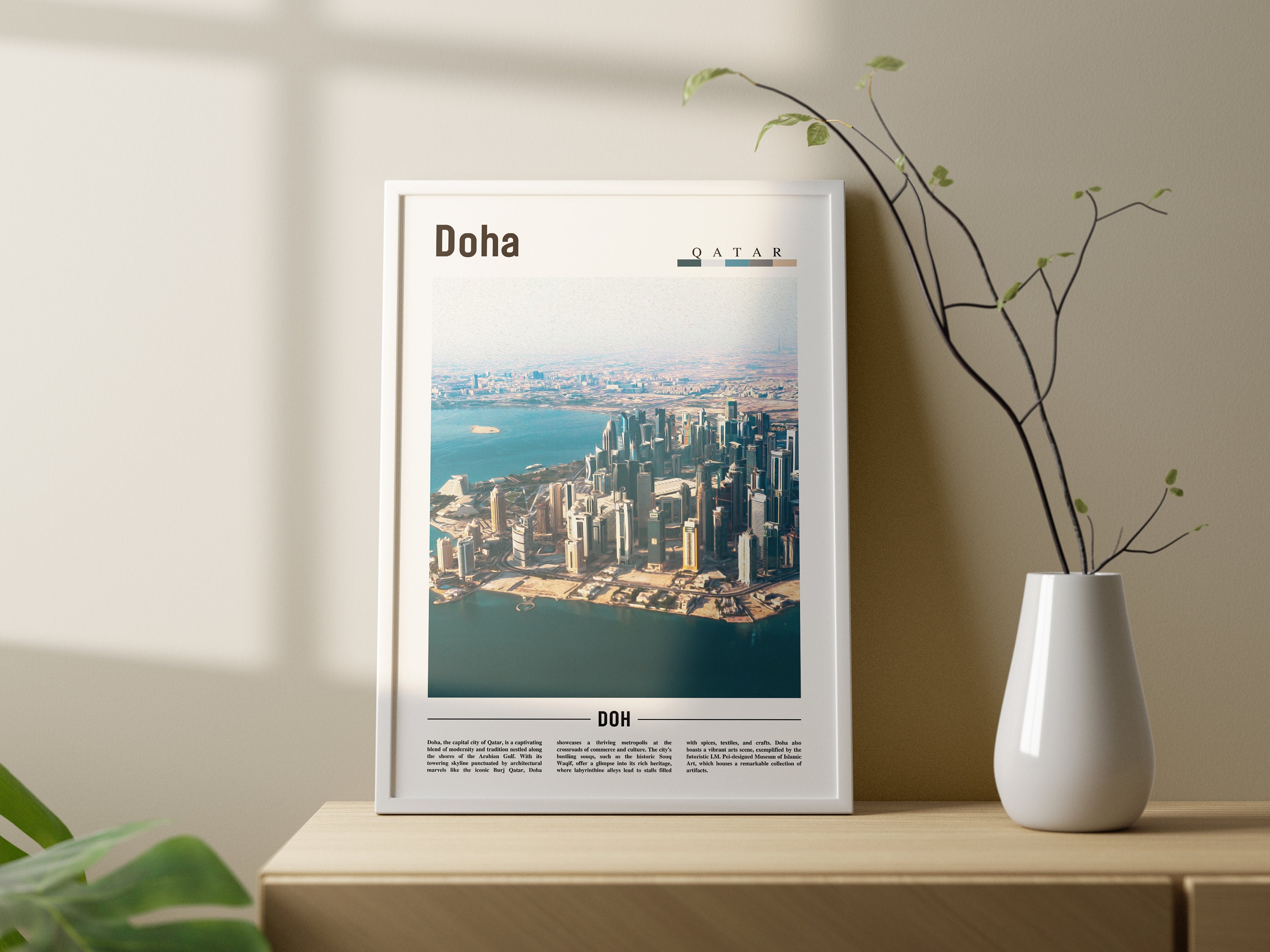 Doha Poster Doha Print Doha Wall Art Minimal Travel Print - Etsy