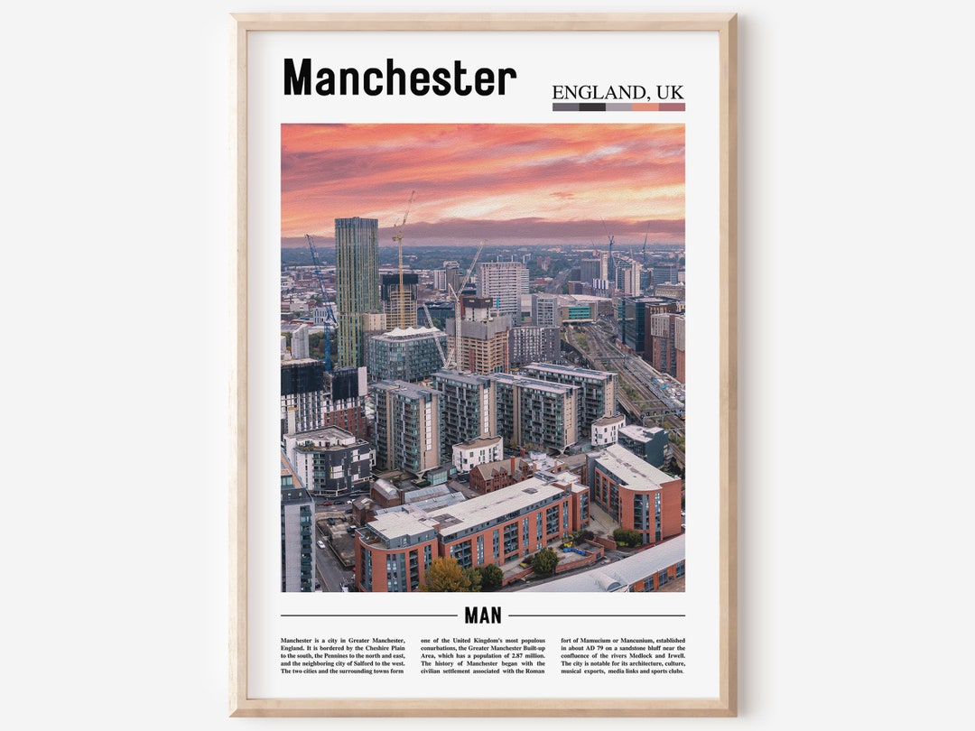 Manchester Print, Manchester Poster, Manchester Wall Art, Oil Painting ...