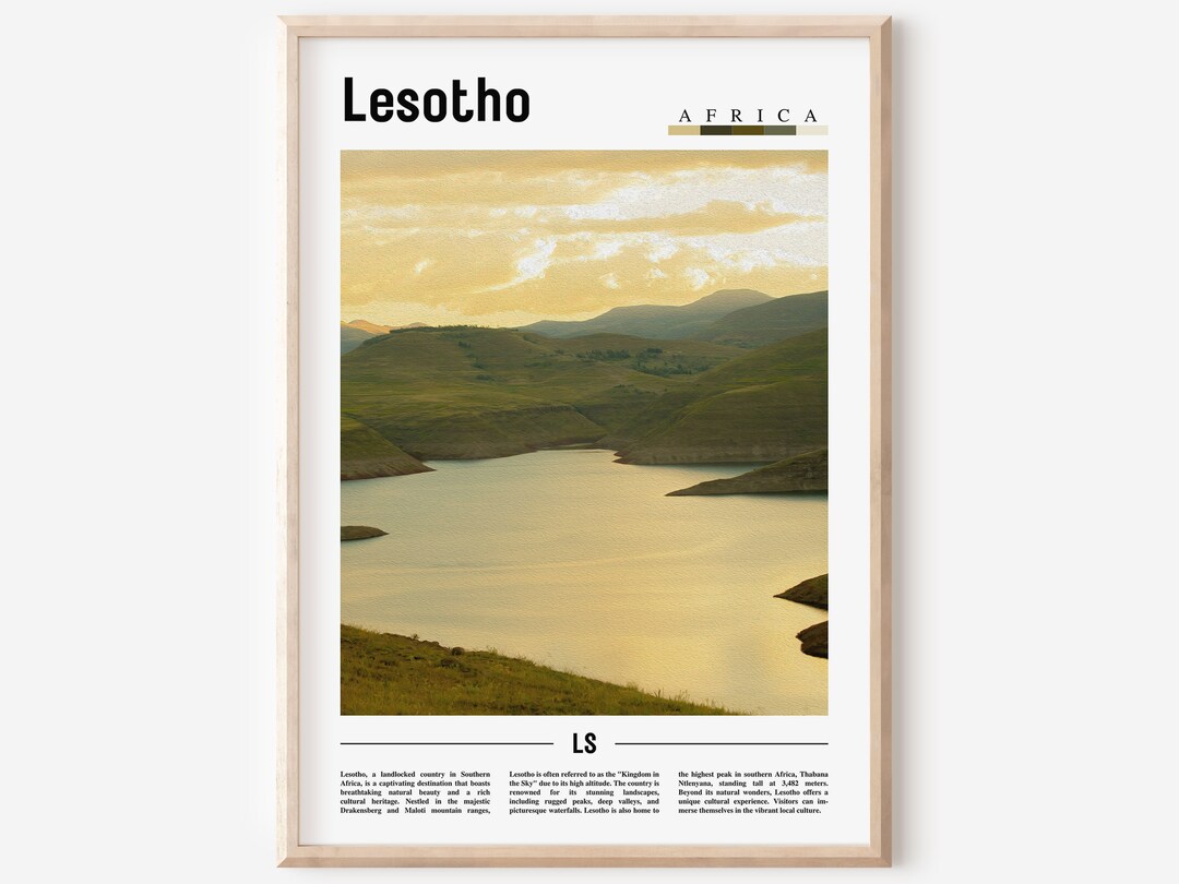 Lesotho Poster, Lesotho Print, Lesotho Wall Art, Minimal Travel Print ...