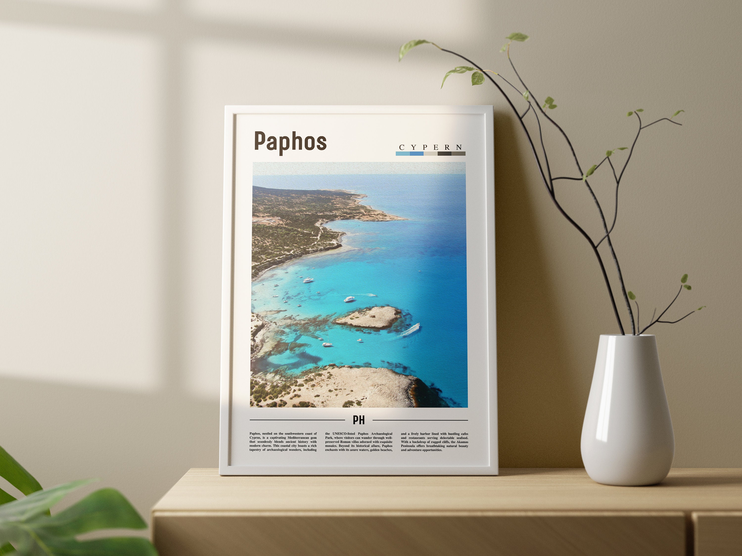 Paphos Poster, Paphos Print, Paphos Wall Art, Minimal Travel Print ...