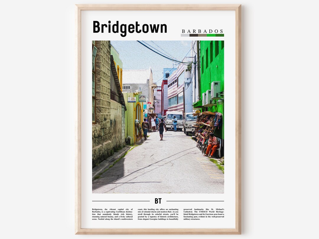 Bridgetown Poster, Bridgetown Print, Bridgetown Wall Art, Caribbean ...