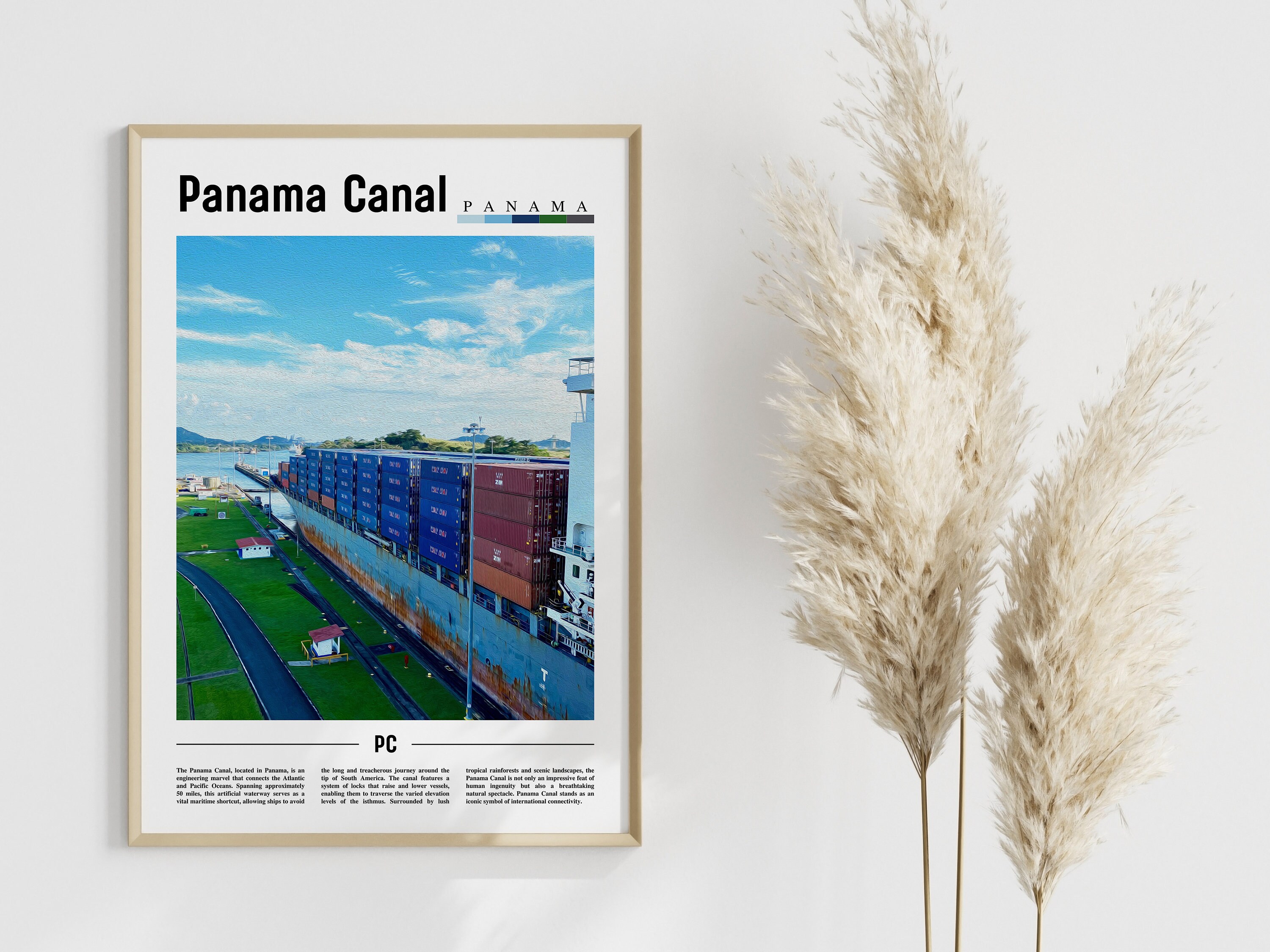 Panama Canal Poster, Panama Canal Print, Panama Canal Wall Art, Minimal ...