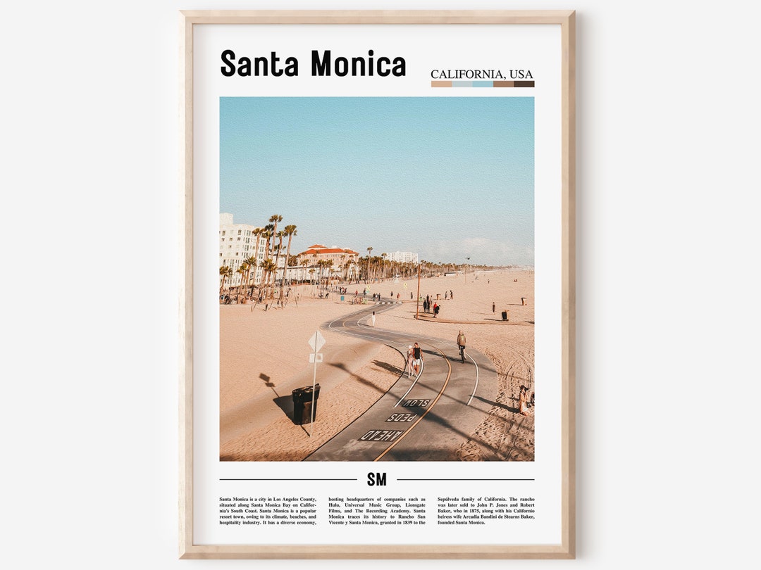 Santa Monica Print, Santa Monica Poster, Santa Monica Wall Art, Minimal ...