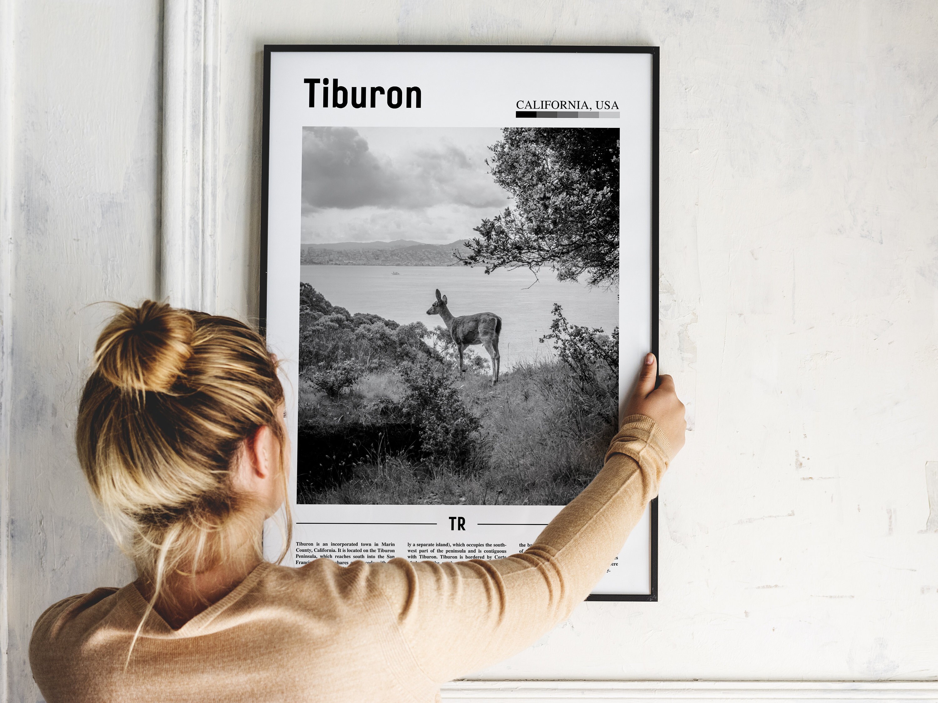Tiburon Poster Black and White, Tiburon Print Black and White, Tiburon ...
