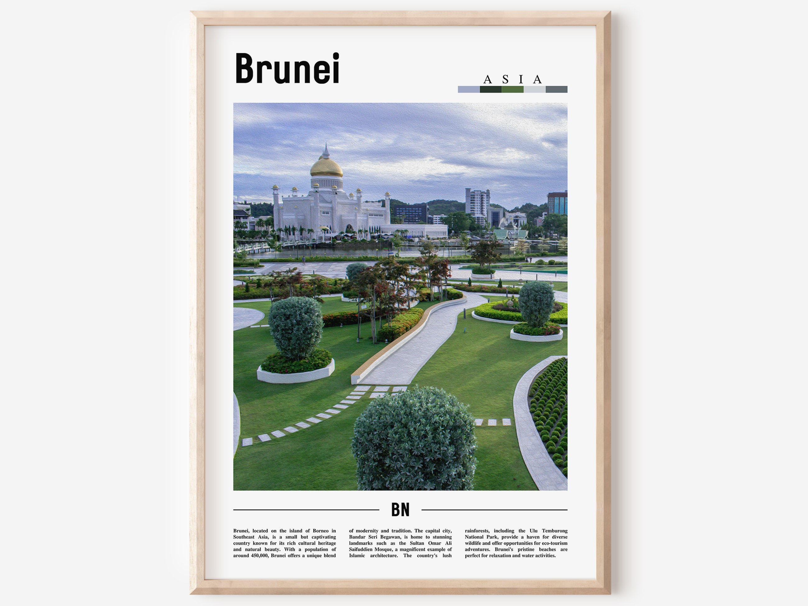 Brunei Poster Brunei Print Brunei Wall Art Asia Print Asia - Etsy