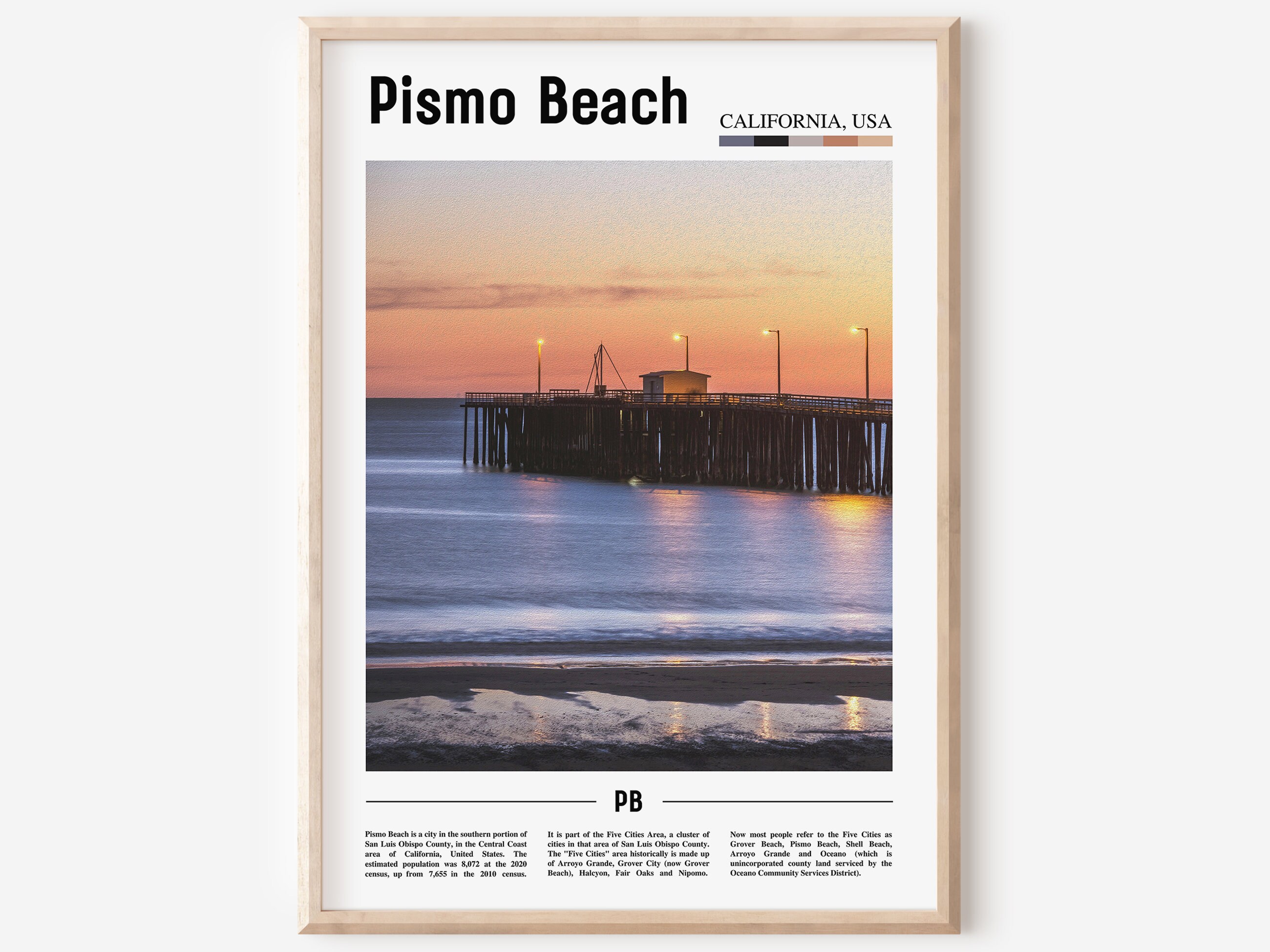 Pismo Beach Print, Pismo Beach Poster, Pismo Beach Wall Art, Oil ...