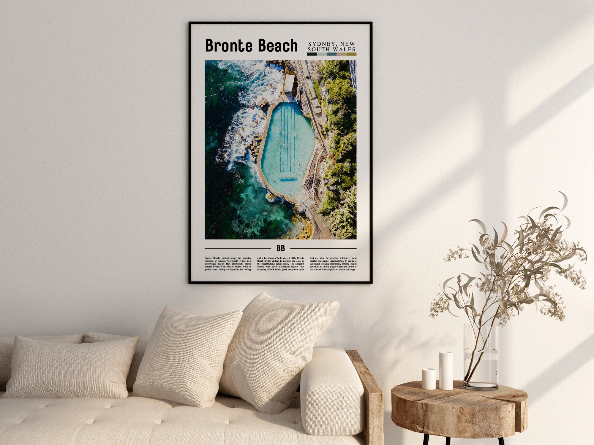 Bronte Beach Poster, Bronte Beach Print, Bronte Beach Wall Art, Minimal ...