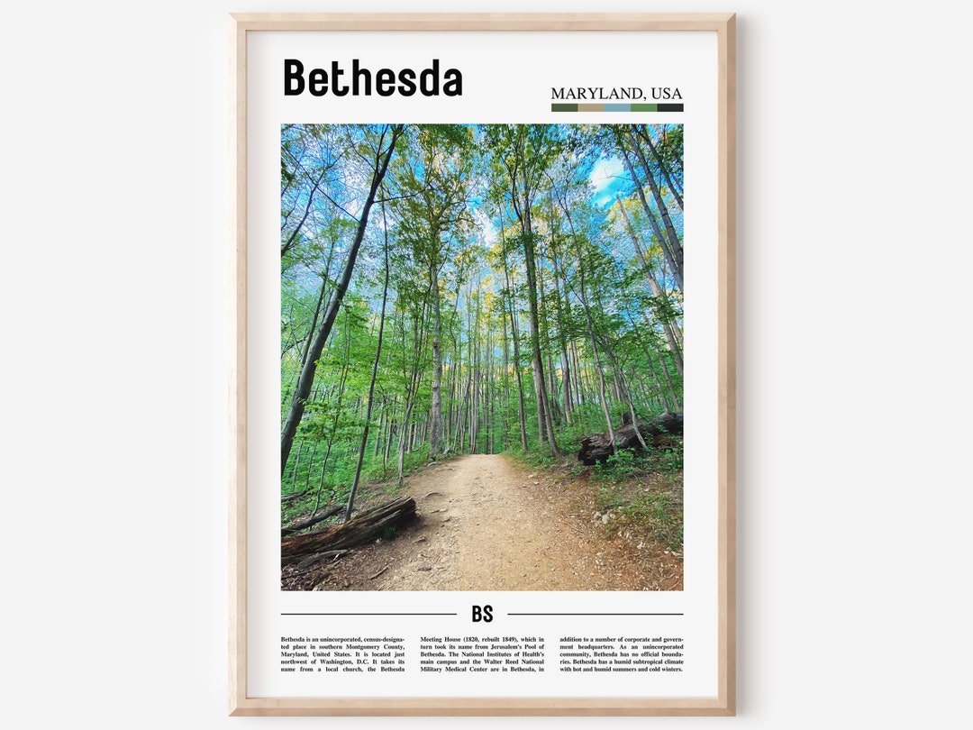 Bethesda Print, Bethesda Poster, Bethesda Wandkunst, Minimal Travel ...